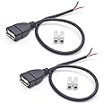 Amazon.com: ELNONE 2PCS USB Female Pigtail 2 Wire,0.3M/1Ft 20AWG USB 2.0 Female Plug to Bare ...
