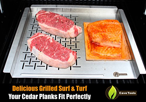 Cave Tools BBQ Grill Pan Mat - Stainless Steel Grilling Tray Grid for ...