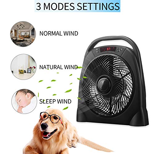 12 Inch Remote Control Table Fan or Floor Fan,Box Fan with Auto-Off ...