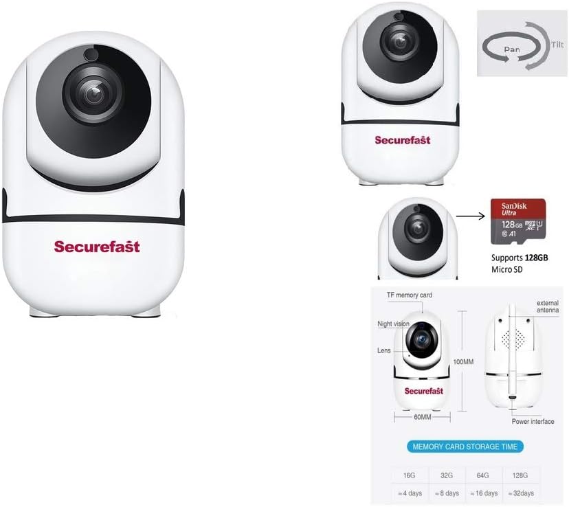 Securefast Wireless Smart Auto Tracking Mini PTZ Camera 1080p WiFi CCTV ...