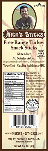 Ground Turkey Nick's Sticks Free Range Turkey Snack Sticks - Gluten ...