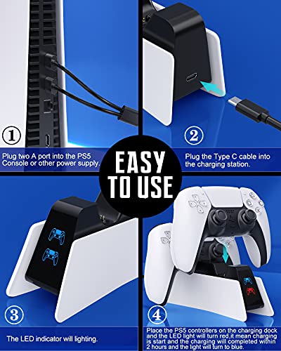 PS5 Charging Station Eumspo PS5 Controller Charger Station Compatible ...