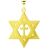 Amazon.com: High Polish 10k Yellow Gold Jewish Charm Star Diamond Cross ...