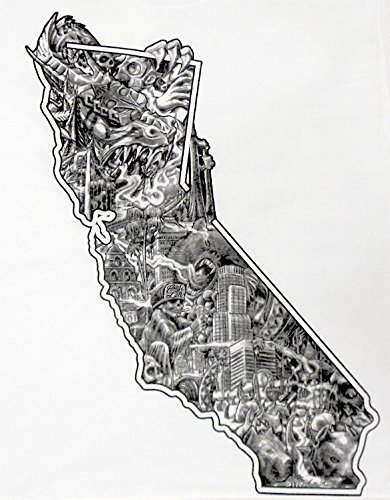 Men's Size 2X White Cotton Chicano Art California State T-Shirt - Buy ...
