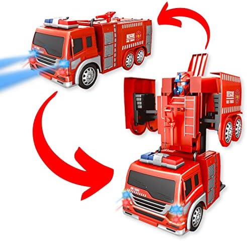 FITTO Firefighter Robot Transformer Toy, Truck mode and Robot Mode ...