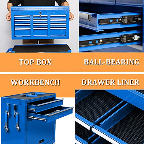 8-Drawer Big Rolling Tool Chest Organizers, Removable Tool Storage Cabinet and Top Chest with ...