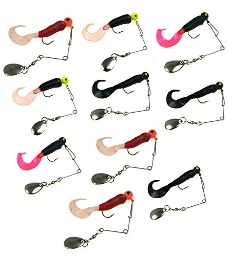 12 Pcs 7-8g Mix Color Jig Heads with Tail Soft Baits Spinner Spoon ...