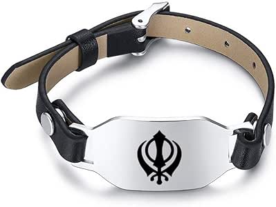 NJ Stainless Steel Handmade Leather Adjstable Belt Chain Punjabi Sikh ...