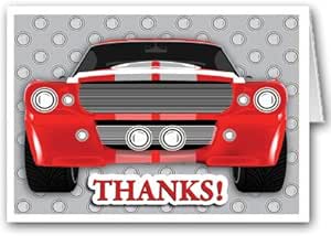 Amazon.com: Muscle Car Theme Thank You Note Card - 10 Boxed Cards ...