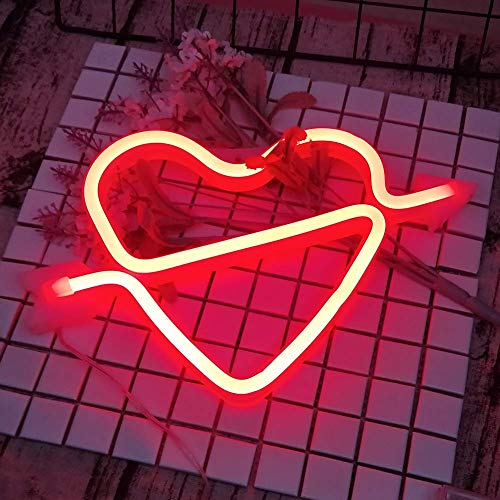 Neon Heart Signs Led Neon Lights up Sign Decorative Neon Wall Light for ...