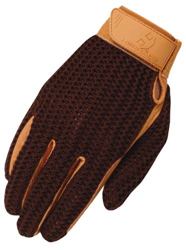 Heritage Crochet Riding Gloves, Size 8, Brown/Tan Sporting Goods ...