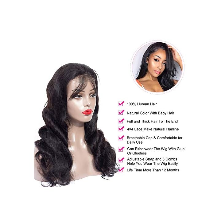 GABRIELLE 20 Inch Body Wave Lace Front Wigs Human Hair 4x4 Body Wave ...