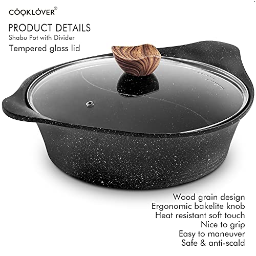COOKLOVER Shabu Pot with Lid Non-Stick Casserole Induction Shabu Hot ...