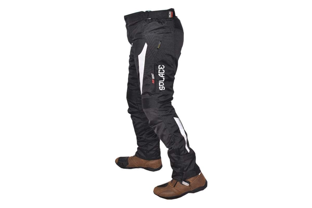 SOLACE Men's Black & White Tour Jet All Season Riding Pants for Bikers ...