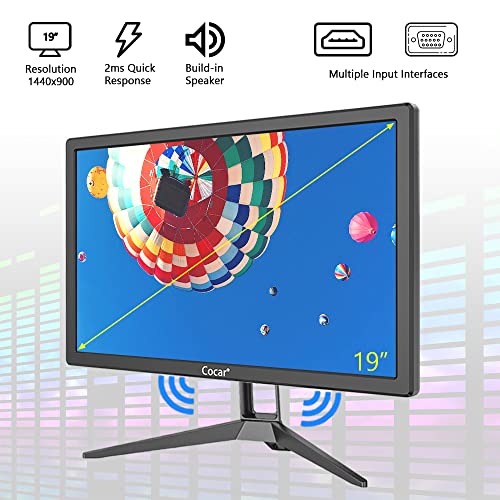Cocar 19 inch Monitor, Desktop Computer Monitor 19" 75hz 2ms 1440x900 ...