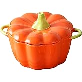 Amazon.com: Dutch Oven Pot with Lid, Pumpkin Pottery Dessert Saucepan ...