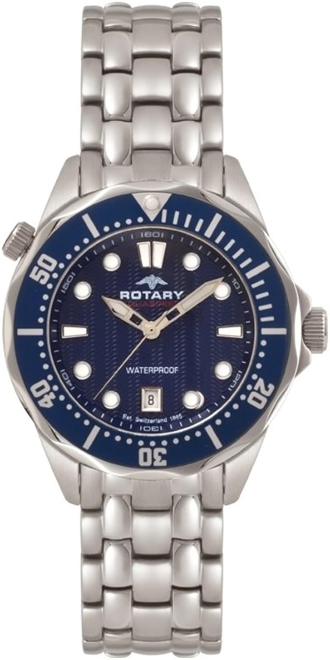 Rotary Men's Quartz Watch with Blue Dial Analogue Display and Silver ...