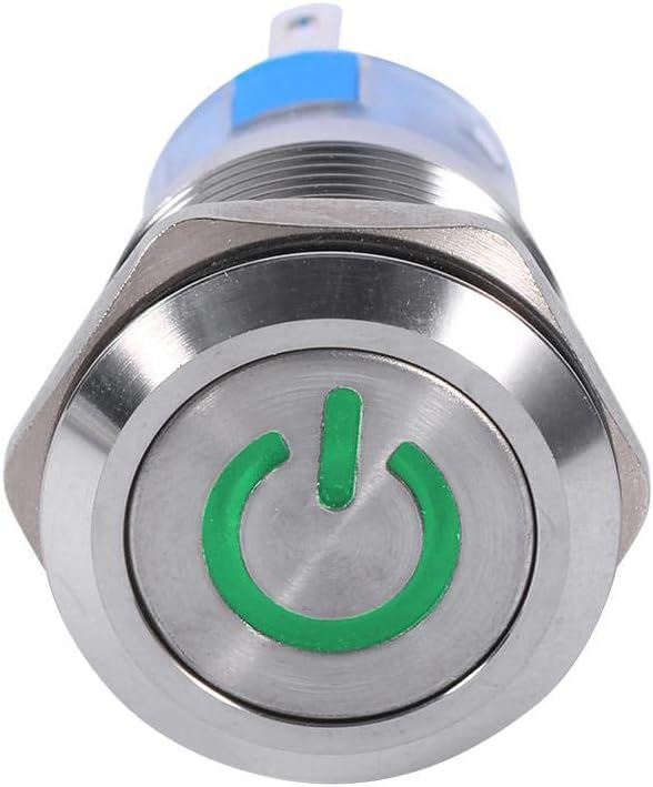 LED Button Switch, 19mm 12V LED Waterproof Dust-proof Stainless Power ...