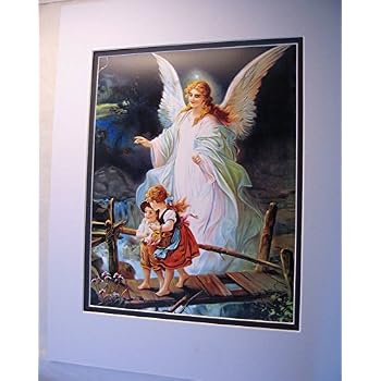 Amazon.com: Guardian Angel Crossing Bridge with Children CANVAS PRINT ...