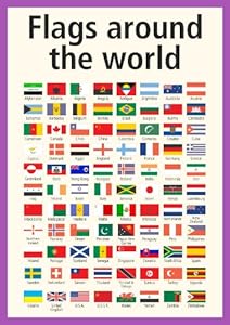 A3 multicultural poster - Flags around the world (supplied folded to A4 ...