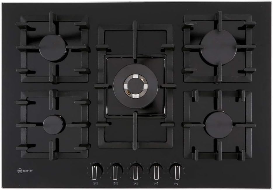 Neff T27CS59S0 75cm Five Zone Gas-on-glass Hob Black With Cast Iron Pan ...