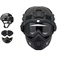 MICH Tactical Helmets with Detachable Face Mask Goggles for Airsoft ...