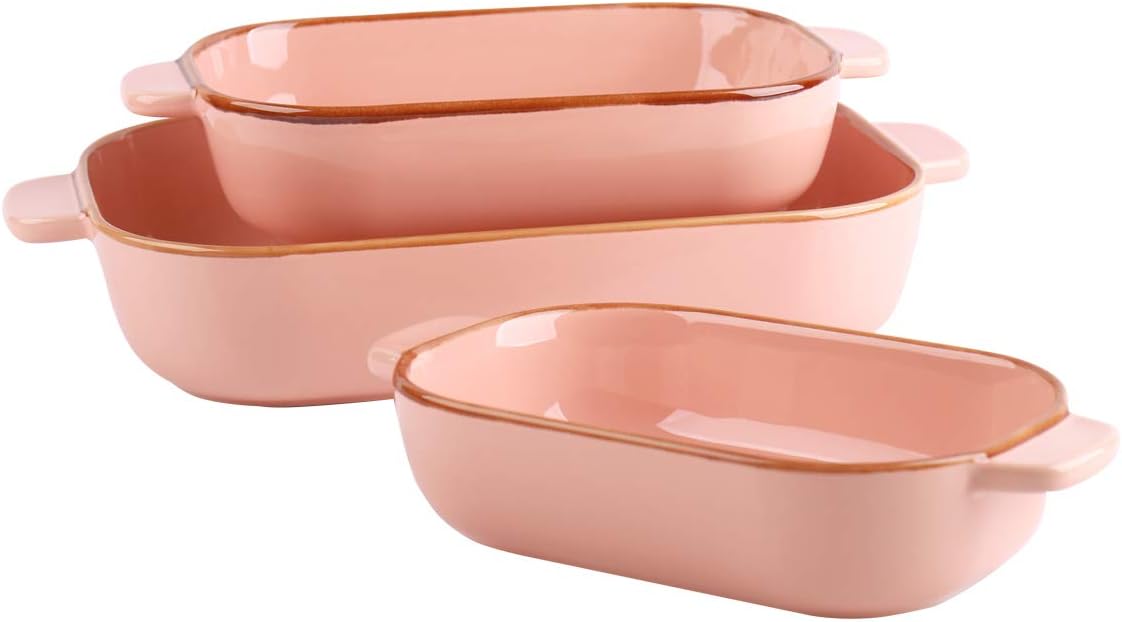 Amazon.com: Kvv Rectangular Ceramic Baking Pan, Bakeware Set of 3 Piece ...