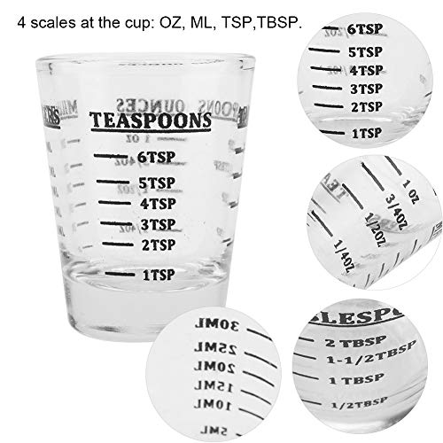 MAGT Ounce Measuring Glass Measuring Cup Small Glass Measuring Cup Oz/Ml/Teaspoon/Tablespoon 4 ...