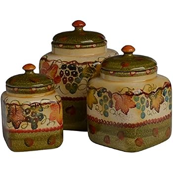 Amazon.com: Tuscan Collection Deluxe Hand-Painted 4-Piece Kitchen ...