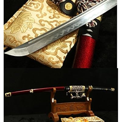 Buy Jiang Tong Damascus Folded Steel Clay Tempered Japanese Katana ...