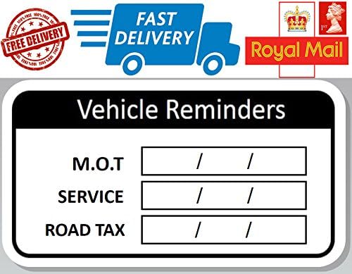 100 x Vehicle Reminder Labels Next Service MOT Road Tax Stickers With ...
