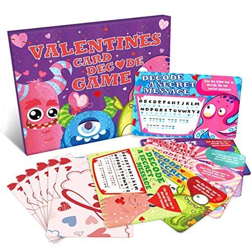 Valentine's Day Cards 30pcs Decoder Game for Kids 30 Stickers and ...