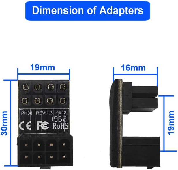 COMeap GPU VGA PCIe 8 Pin U Turn 180 Degree Angle Connector Power ...