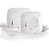 Amazon.com | Corelle Vitrelle 18-Piece Service for 6 Square Dinnerware ...