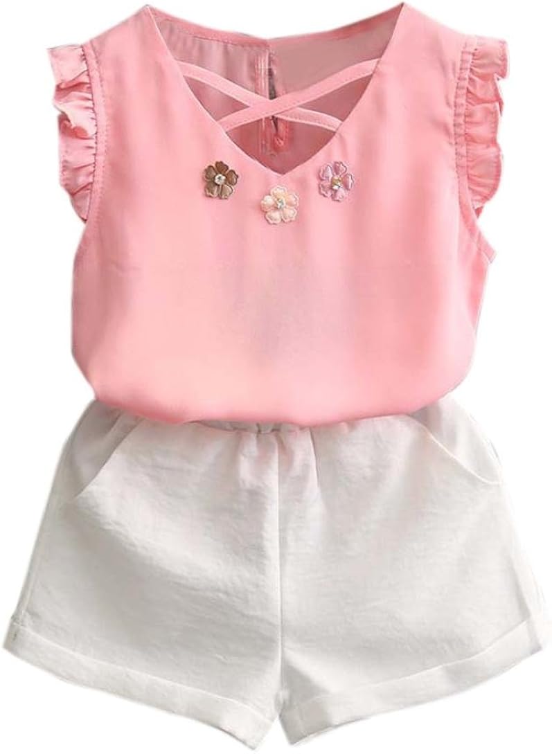 Amazon.com: Fineser 2PCS Little Girls Shorts Sets Outfits Summer ...