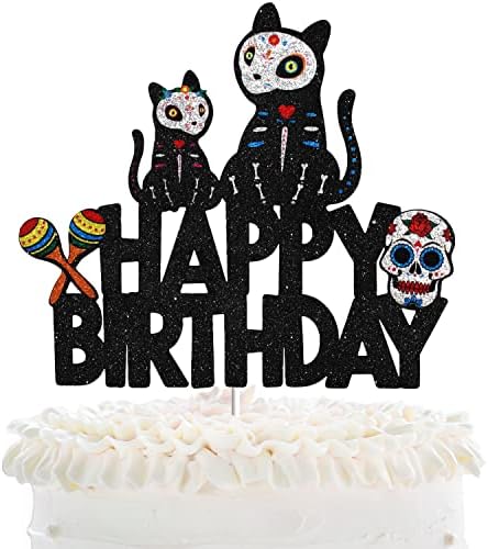 سعر LHCING Halloween Sugar Skull Cat Happy Birthday Cake Topper ...