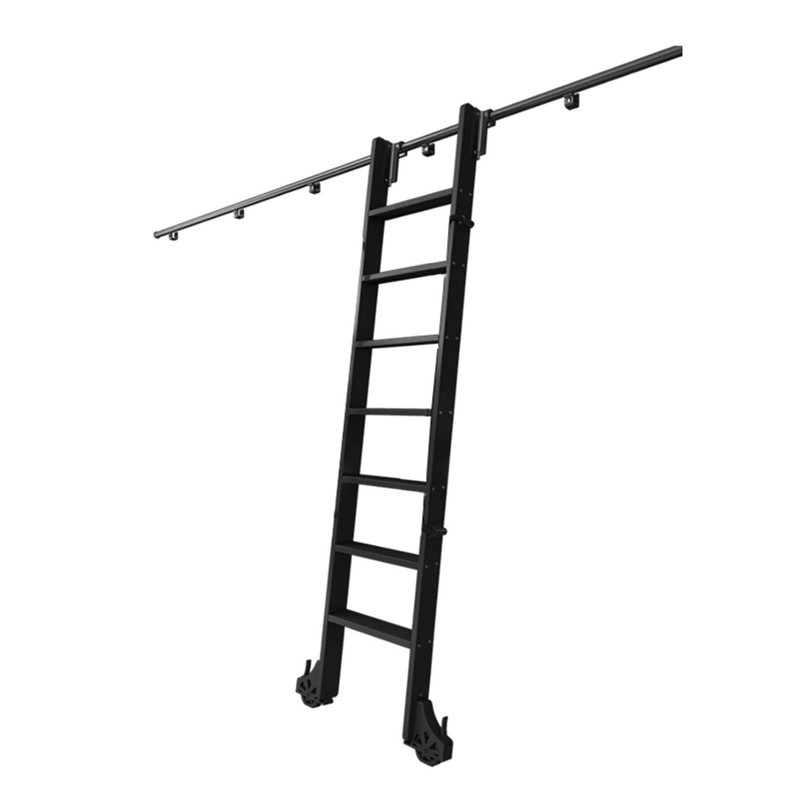 Black Hook On Rolling Library Ladder Track Kit With Metal Ladder，Pulley ...