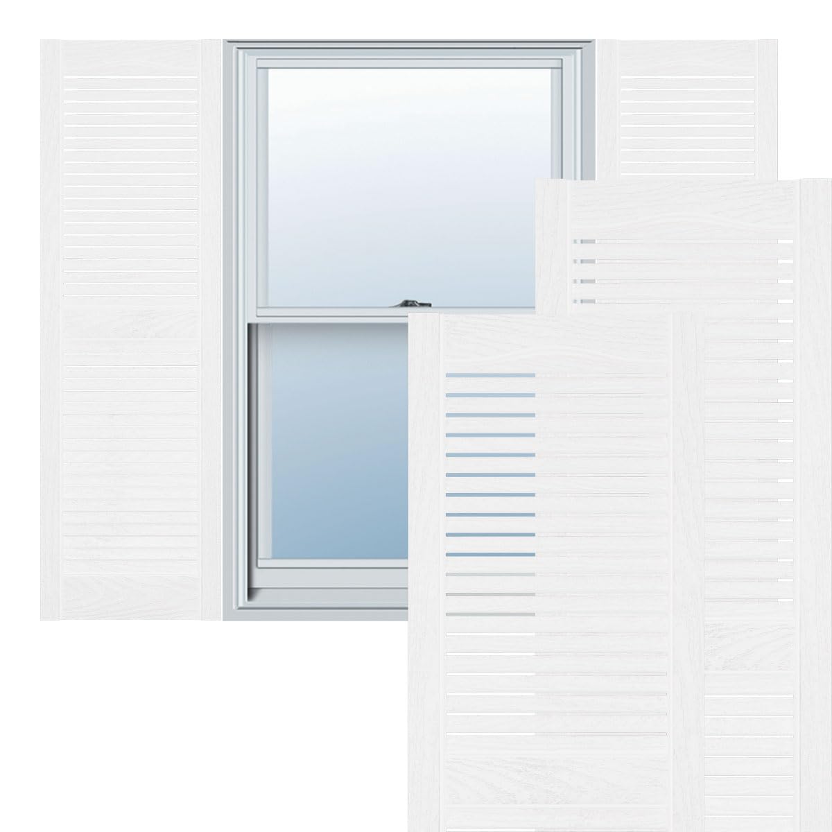 Vinyl Standard Cathedral Top Center Mullion Open Louver Shutter (Set of ...