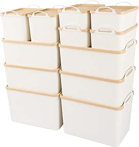 Amazon.com: ANMINY 12PCS All-in-One Lidded Plastic Storage Bins Set ...