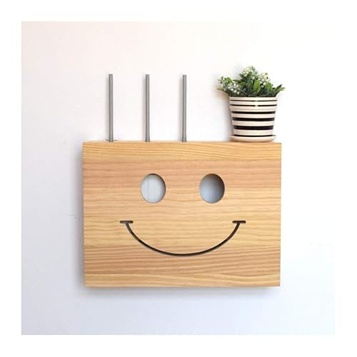 XICHENGSHIDAI Solid Wood Wall-Mounted Router Storage Box Wood WiFi ...