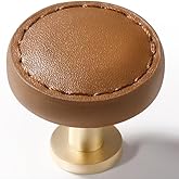 JIASENBAO Brown Leather Drawer Pulls 6 Pack Leather Handles Cabinet knobs for Kitchen Cabinet ...
