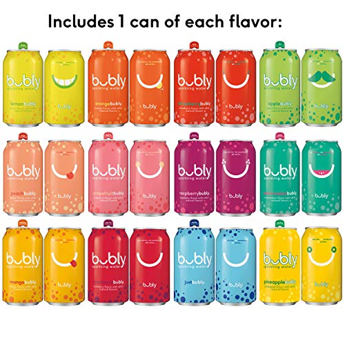 Bubly Sparkling Water, 15 Flavor Sampler, 12 fl oz Cans, (18 Pack), Blue | Pricepulse