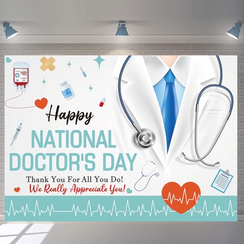 Happy Doctors Day Backdrop 8x6FT Thank You Doctors Medical Theme ...