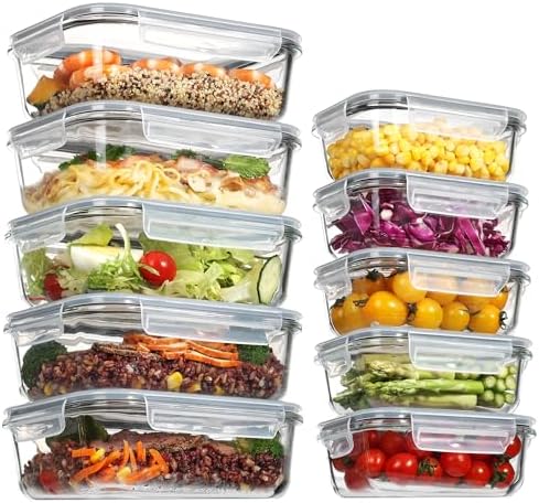 Vtopmart 10 Pack Glass Meal Prep Containers, Airtight Food Storage ...