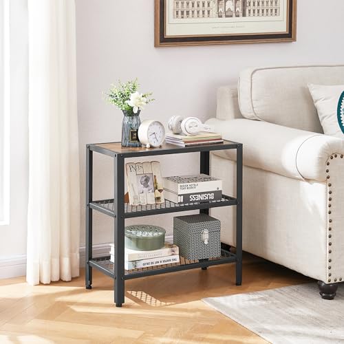Tajsoon 3 Tier Tall Side Table 24" Small End Table with Storage Shelf ...