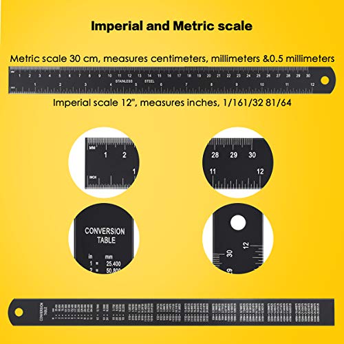 12 Inch Architectural Scale Ruler Set, YXQUA Laser-Etched Aluminum ...