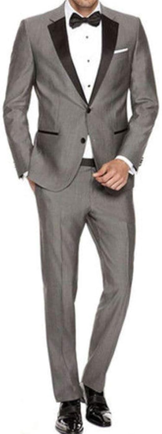 Frank Hombre Traje de Solapa con Muesca Solapa Traje de Negocios Gris ...