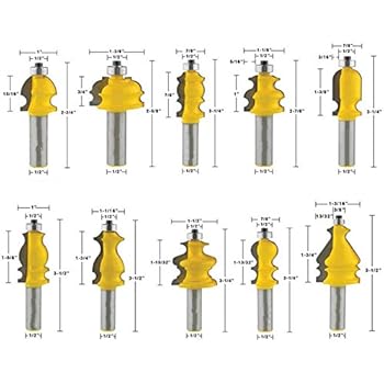 MLCS 8388 10 Piece Carbide-tipped Molding Plane Profile Bit Set, 1/2 ...