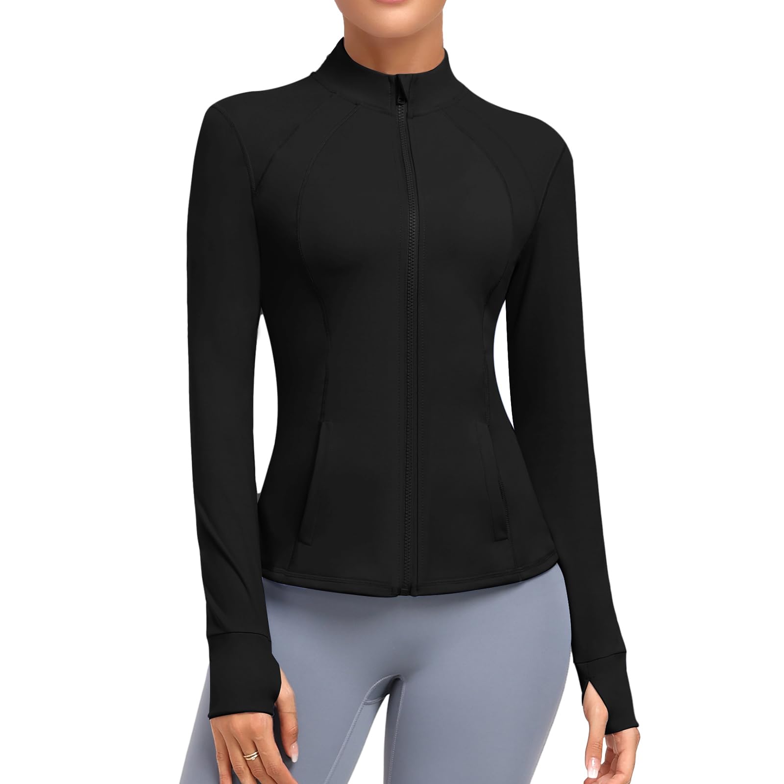 Cighay Women's Athletic Full Zip Lightweight Workout Jacket with ...