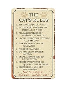 Amazon.com: Cat Rules Tin Sign 10 x 16in: Home & Kitchen